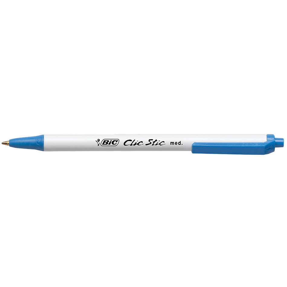 Bic CSM11BE Clic Stic Blue Ink Medium Point 1mm Retractable Ballpoint ...
