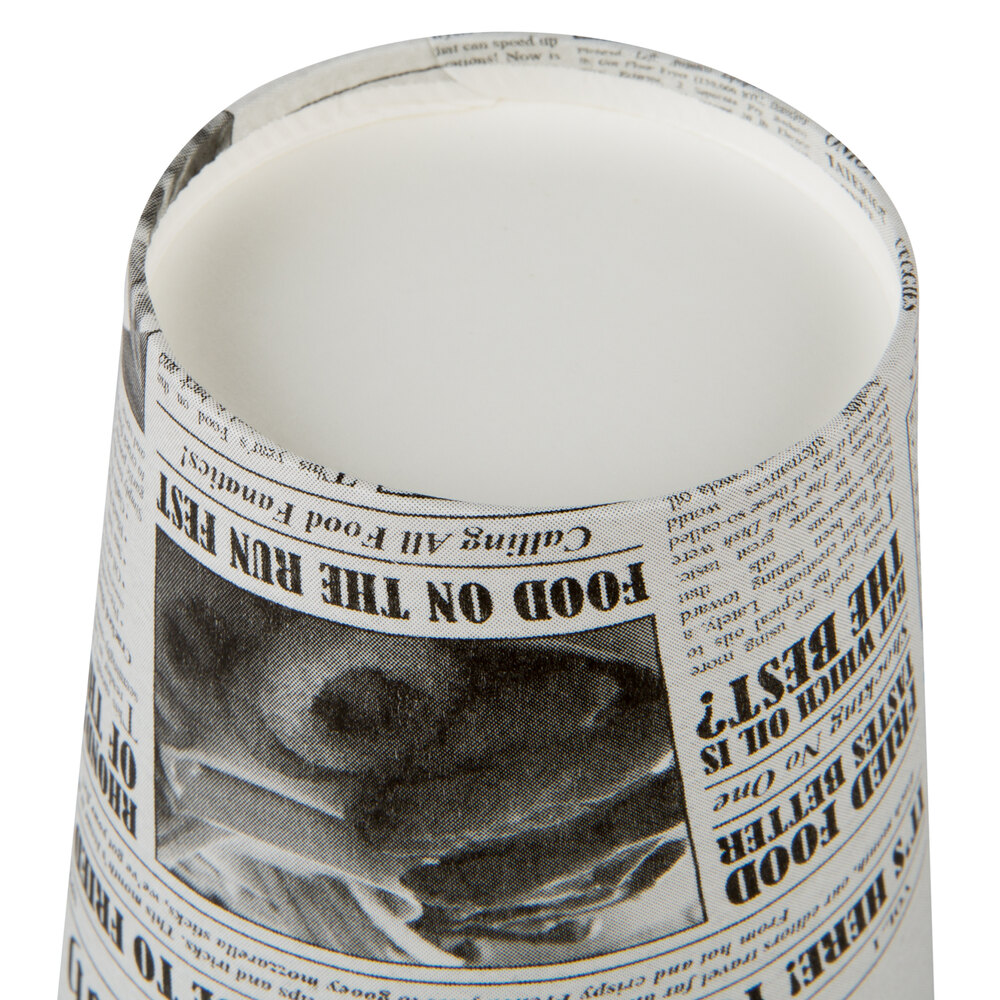 Choice Medium 5.5 oz. Paper Scoop Cup with Newsprint Design - 50/Pack