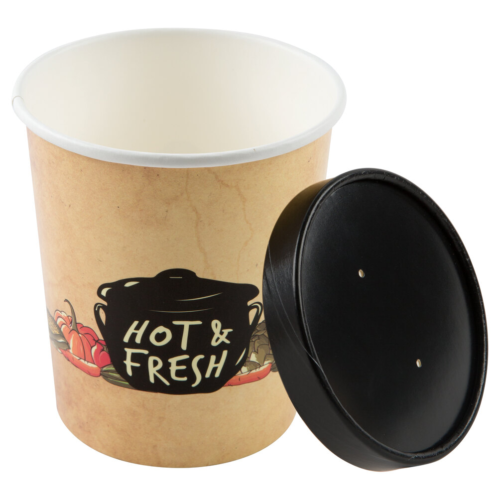 Choice 32 oz. Medley Double Poly-Coated Paper Soup / Hot Food Cup with ...