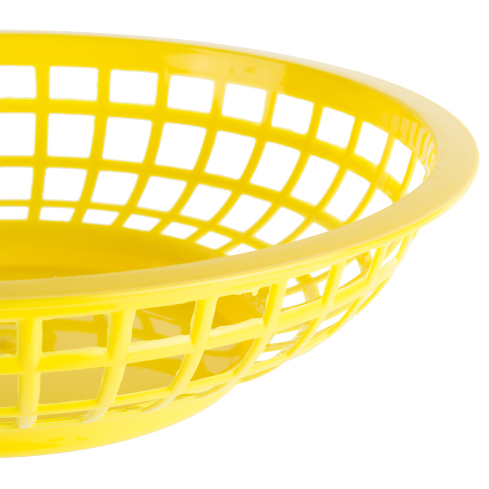 Choice 8" x 2" Round Yellow Plastic Fast Food Basket - 12/Pack