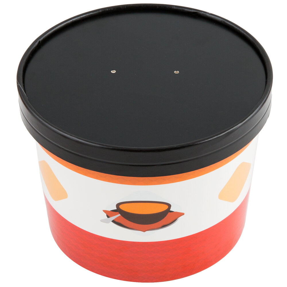 Choice 64 oz. Soup Design Double Poly-Coated Paper Soup / Hot Food Cup ...