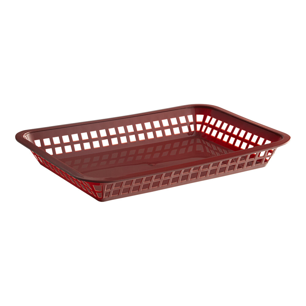 Choice 12" x 8 1/2" x 1 1/2" Brown Rectangular Plastic Fast Food Basket ...