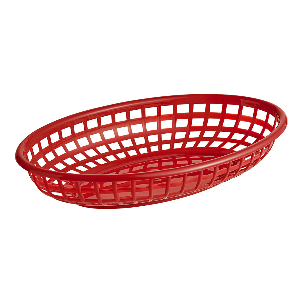 Choice 9 1/4" x 5 3/4" x 1 1/2" Brown Oval Plastic Fast Food Basket ...