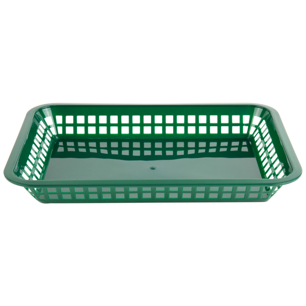 Choice 12" x 8 1/2" x 1 1/2" Forest Green Rectangular Plastic Fast Food ...