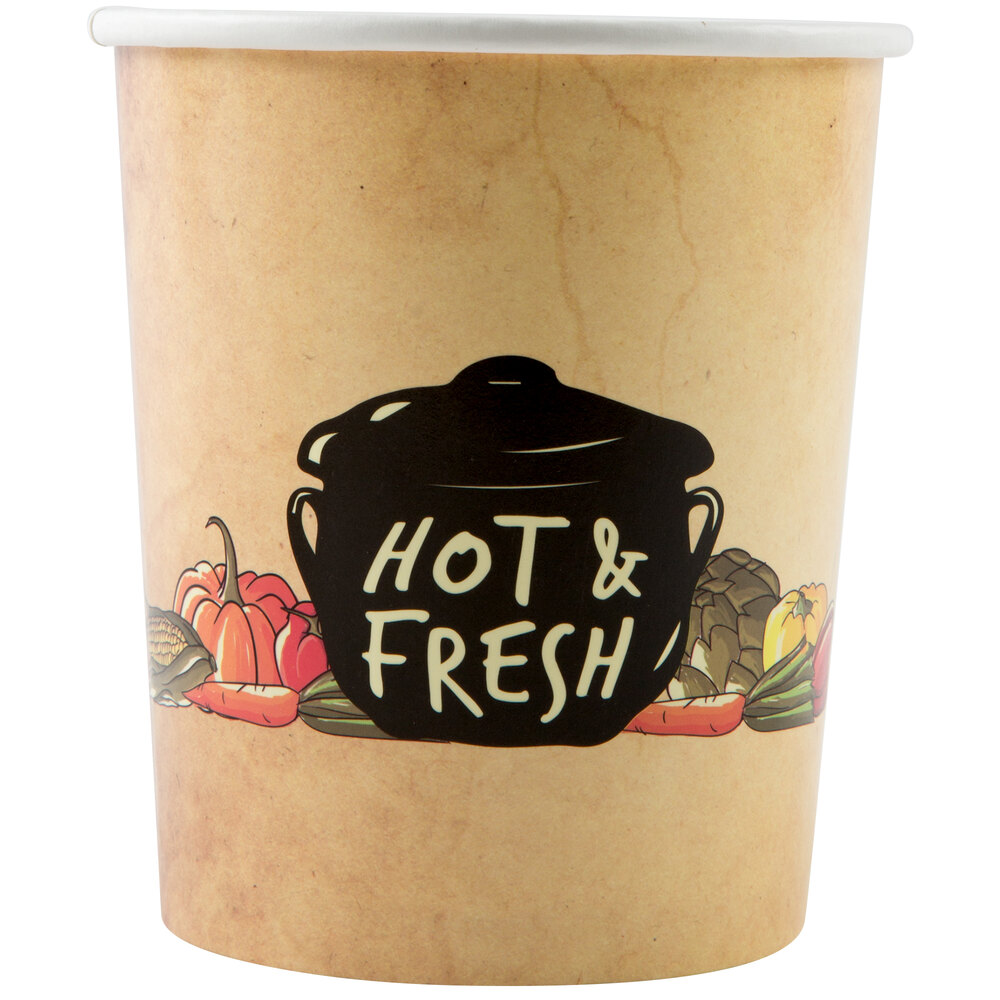Choice 32 oz. Medley Double Poly-Coated Paper Soup / Hot Food Cup - 50/Pack