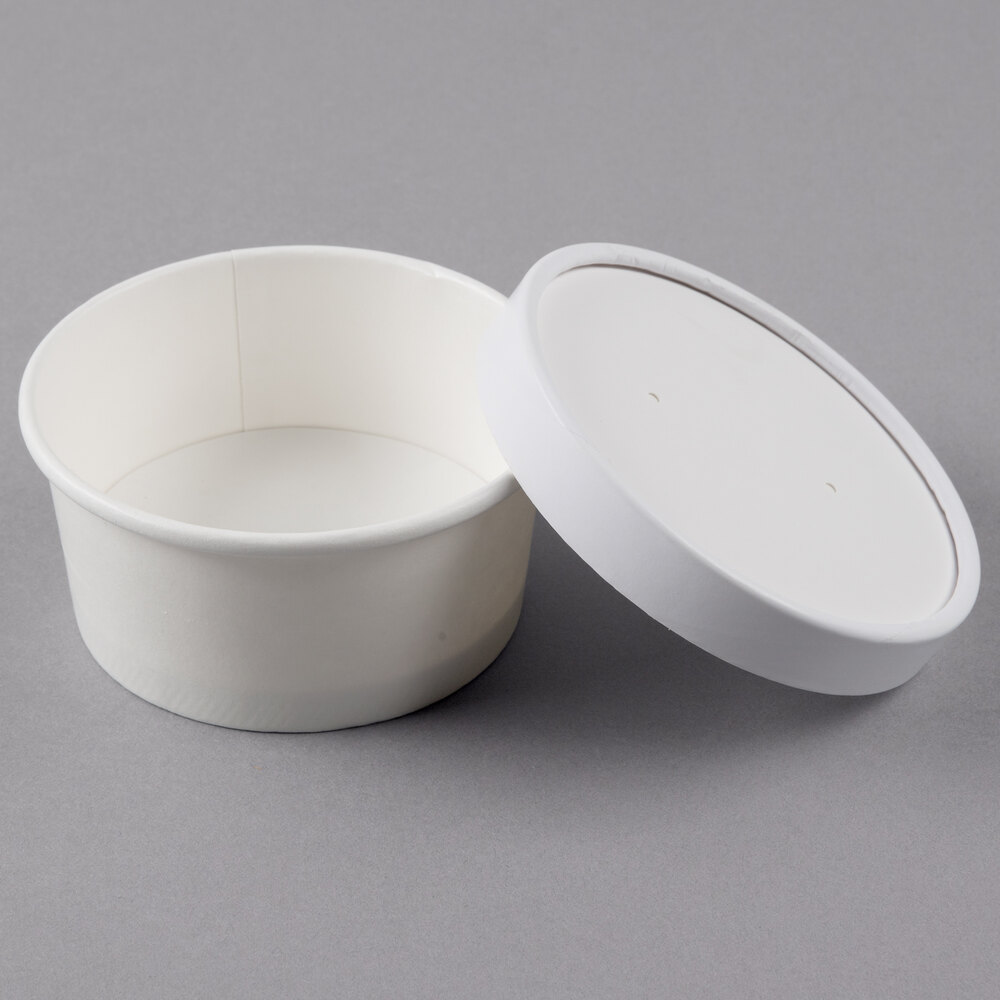 Choice 6 oz. White Double Poly-Coated Paper Food Cup with Vented Paper ...