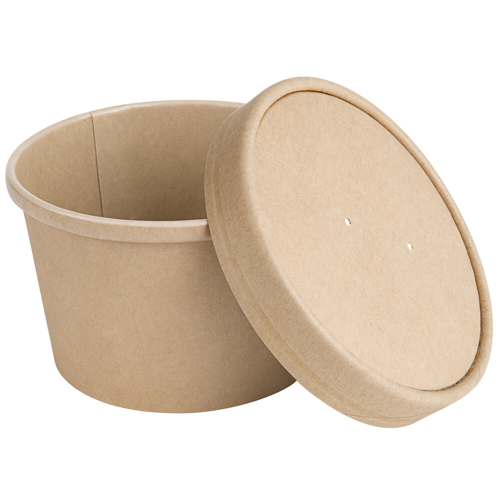 EcoChoice Kraft Paper Food Cup with Vented Lid 8 oz. - 25/Pack