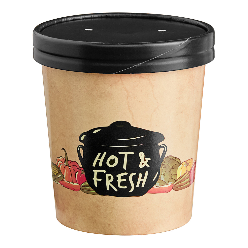 Choice 16 oz. Medley Double Poly-Coated Paper Soup / Hot Food Cup with ...