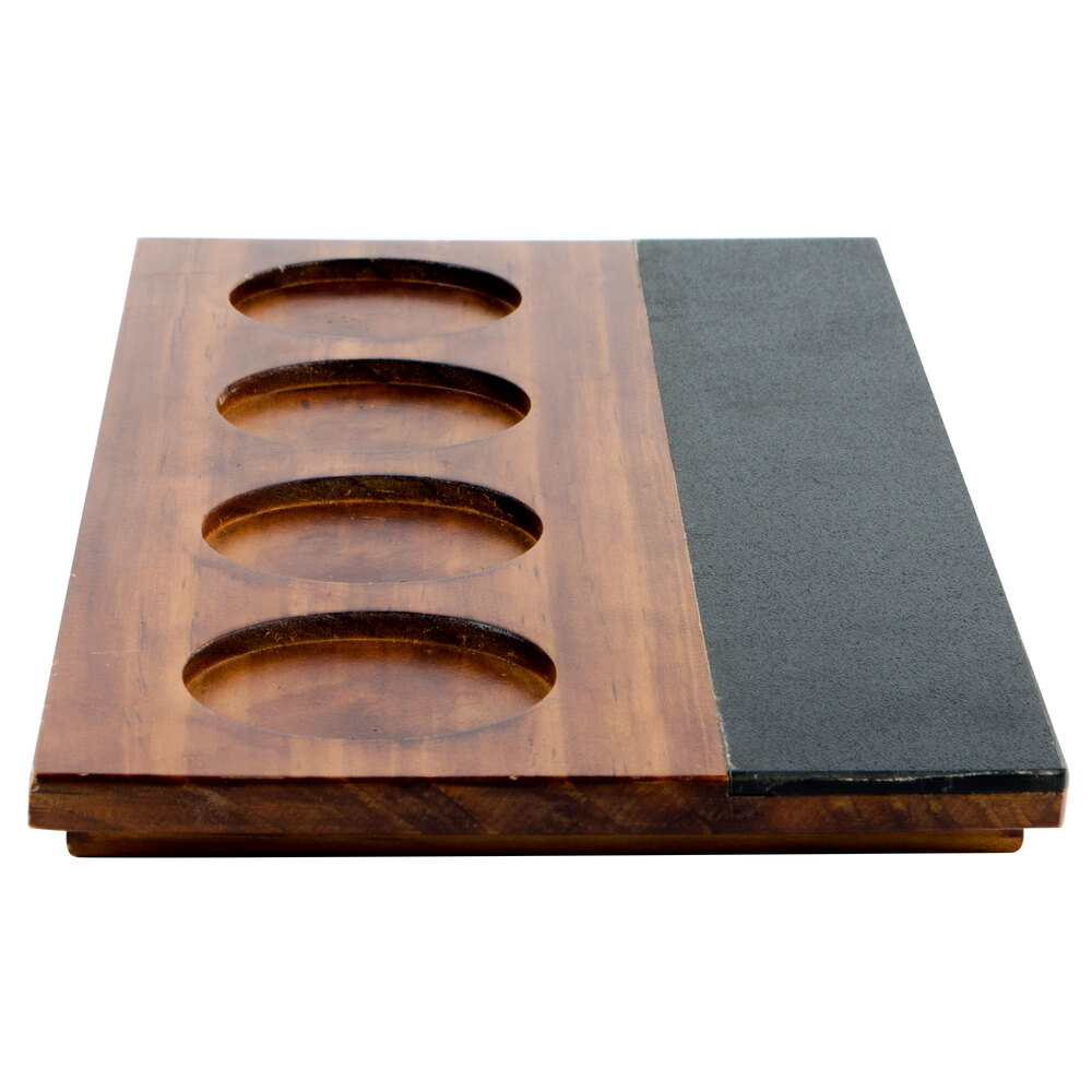 Acopa Mahogany Finish Flight Tray with Write-On Surface - 12/Case