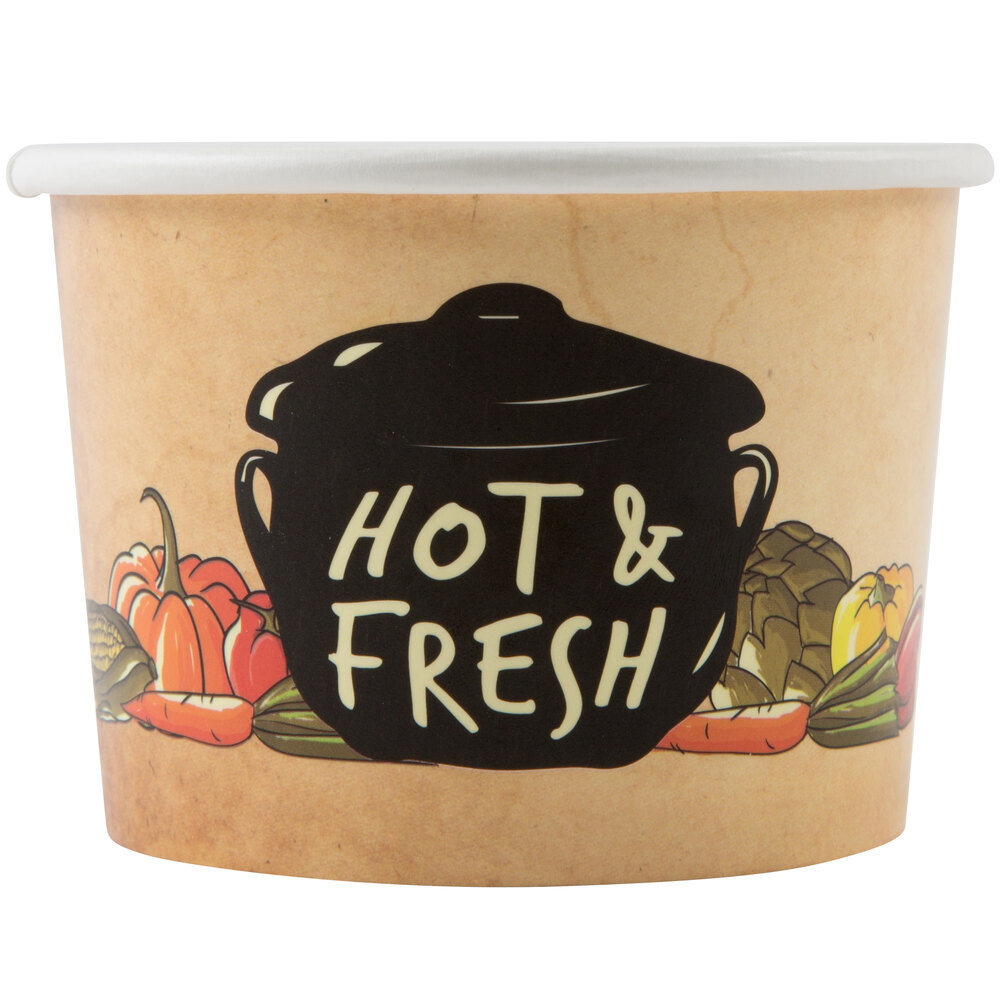 Choice 12 oz. Medley Double Poly-Coated Paper Soup / Hot Food Cup - 50/Pack