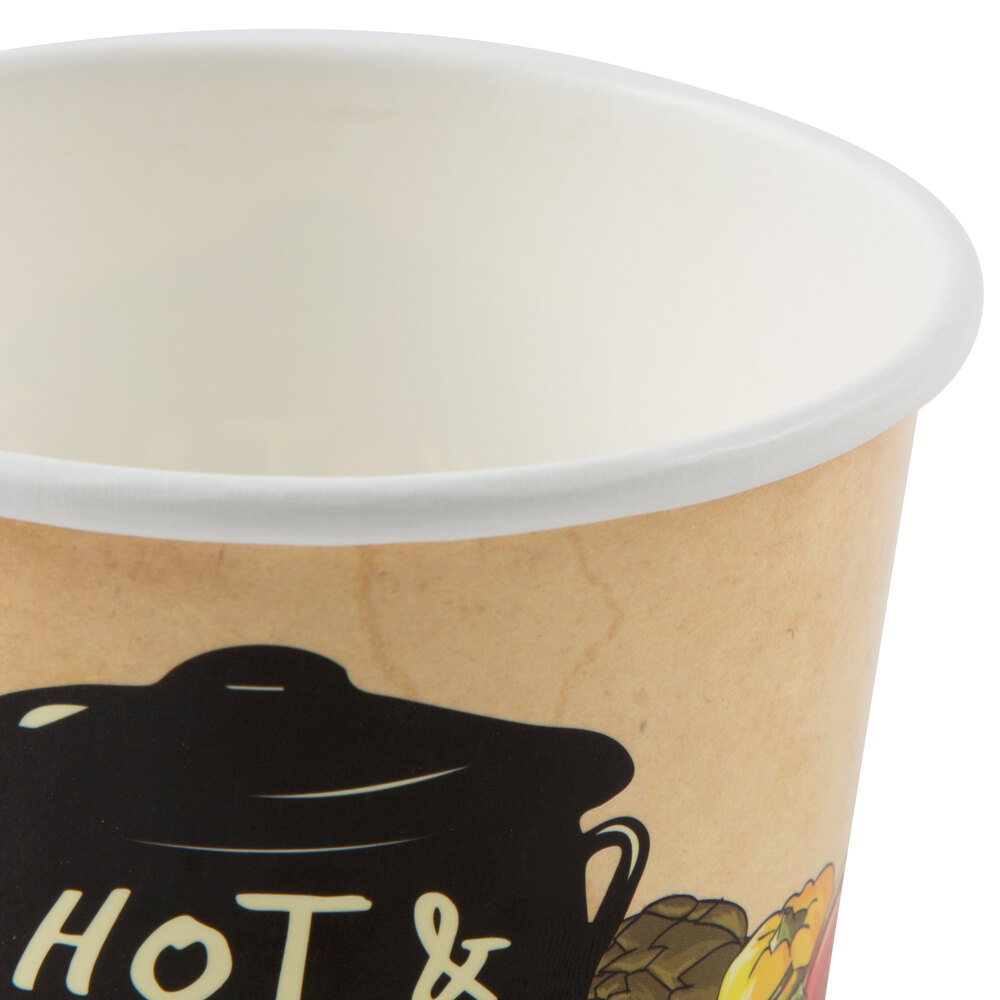 Choice 12 oz. Medley Double Poly-Coated Paper Soup / Hot Food Cup - 50/Pack