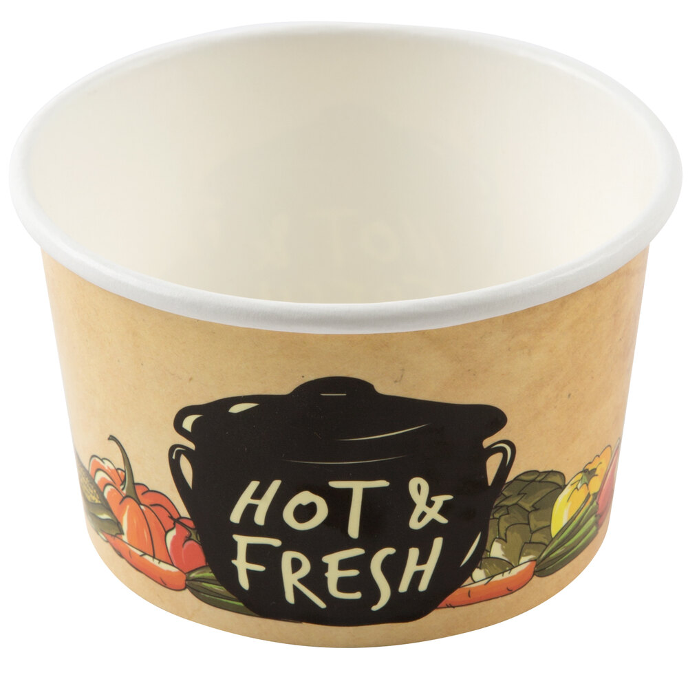 Choice 8 oz. Medley Double Poly-Coated Paper Soup / Hot Food Cup - 50/Pack