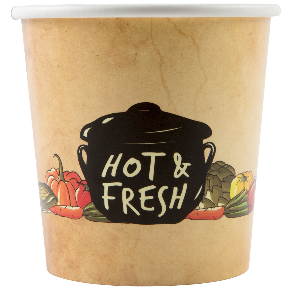 Choice 16 oz. Medley Double Poly-Coated Paper Soup / Hot Food Cup - 50/Pack
