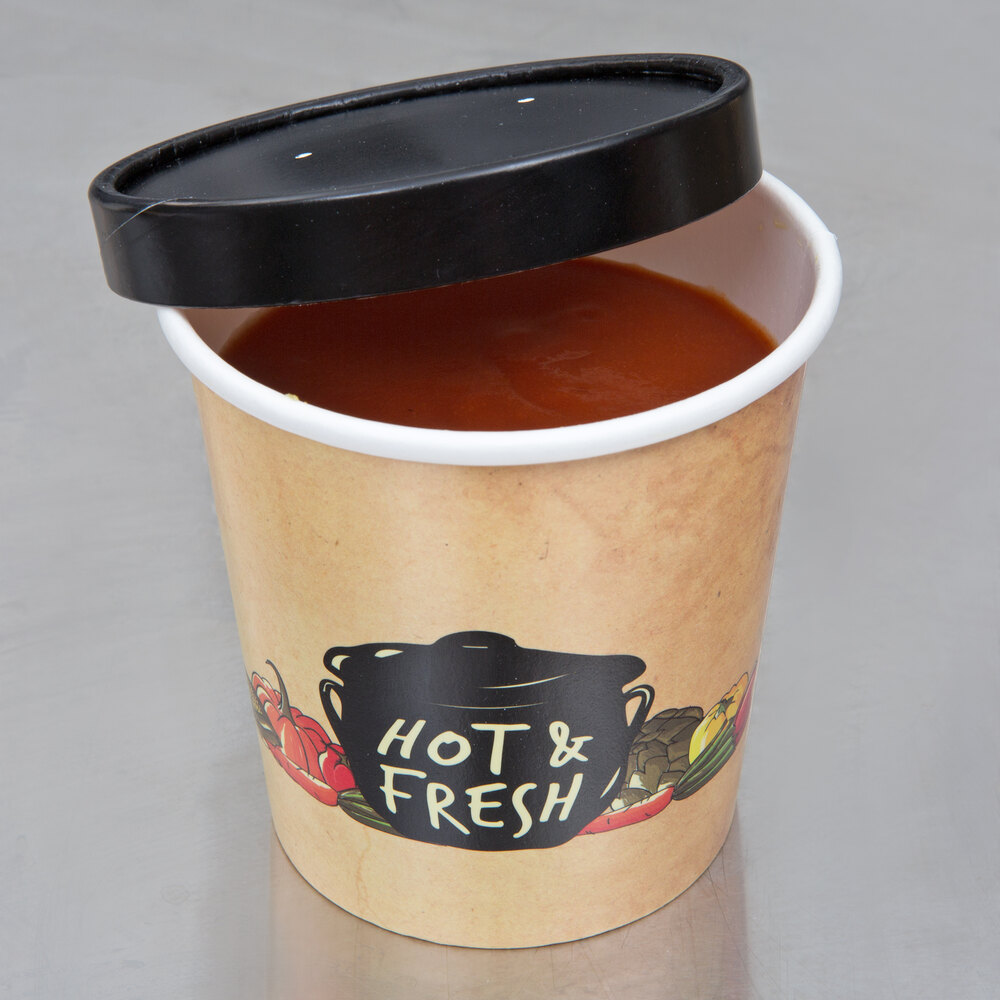 Choice 16 oz. Medley Double Poly-Coated Paper Soup / Hot Food Cup - 50/Pack