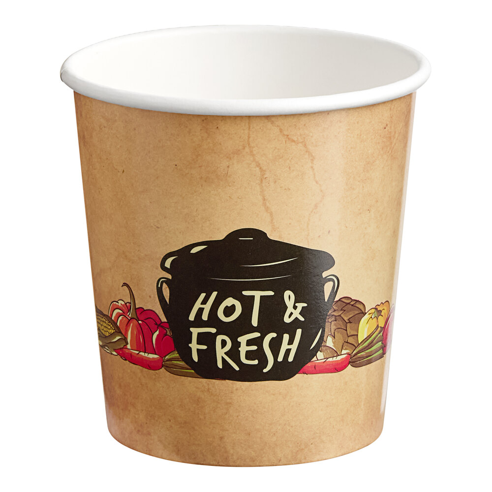 Choice 16 oz. Medley Double Poly-Coated Paper Soup / Hot Food Cup - 50/Pack