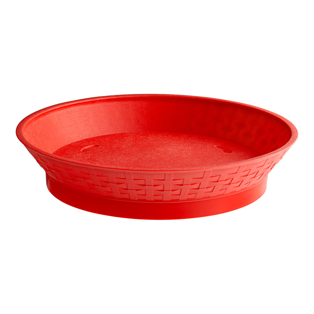 Choice 12" Round Red Plastic Diner Platter with Base - 12/Pack