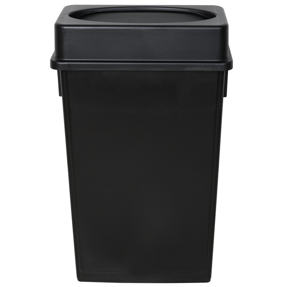 Lavex Janitorial 23 Gallon Black Slim Rectangular Trash Can and Black ...