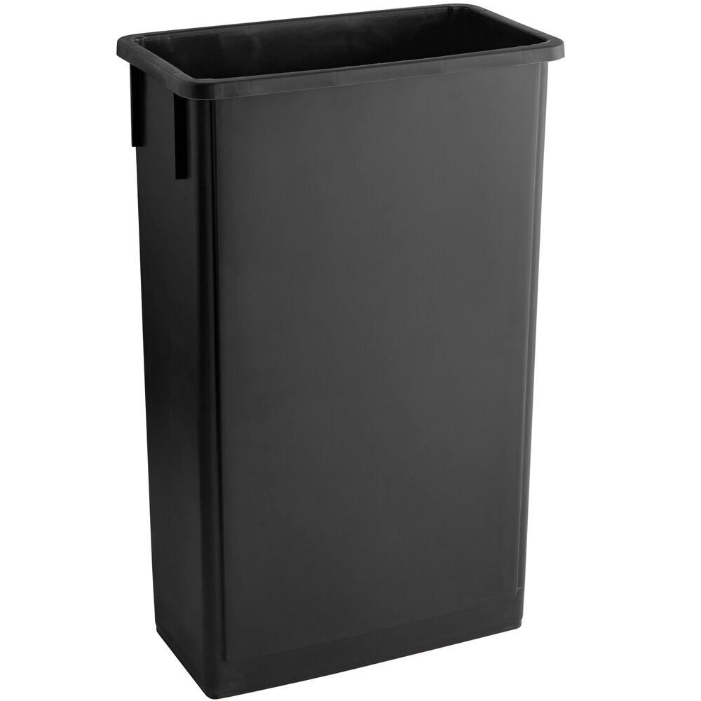 Lavex Janitorial 23 Gallon Black Slim Rectangular Trash Can