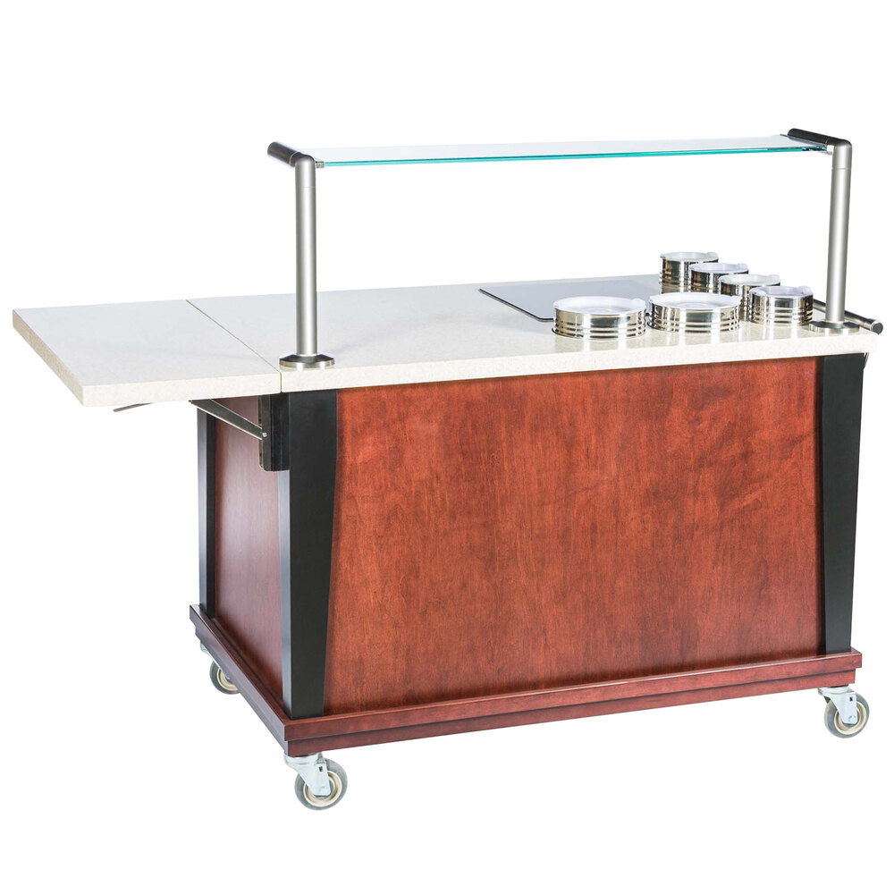 Bon Chef 50046 54 1/2" x 30" x 49" Mobile Wood Induction Action Cart - 120V