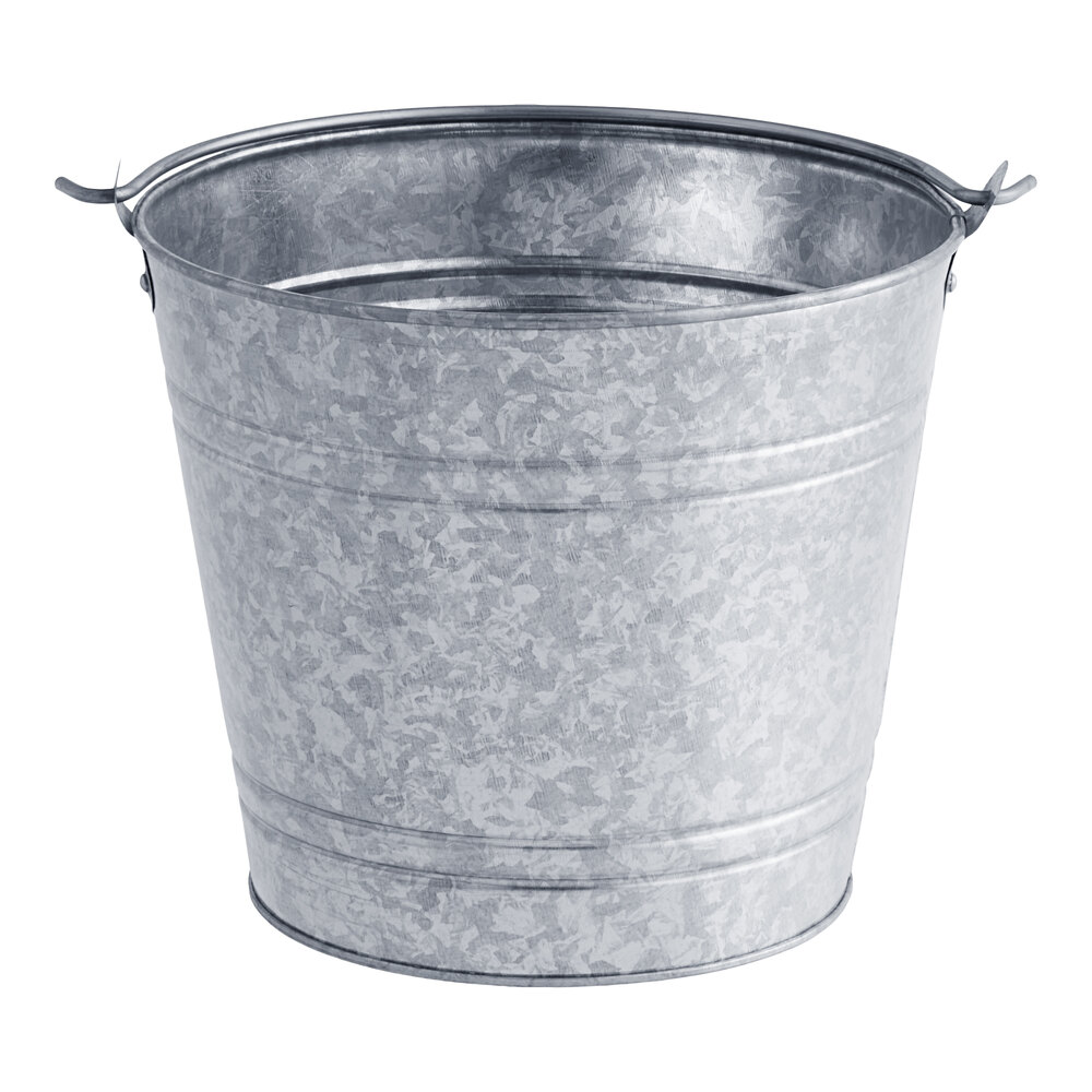 American Metalcraft PTUB87 Round Galvanized Metal Pail - 8" x 7"