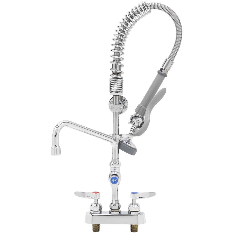 T&S MPJ-4CLN-08-CR EasyInstall Deck Mounted Pre-Rinse Faucet with 4 ...