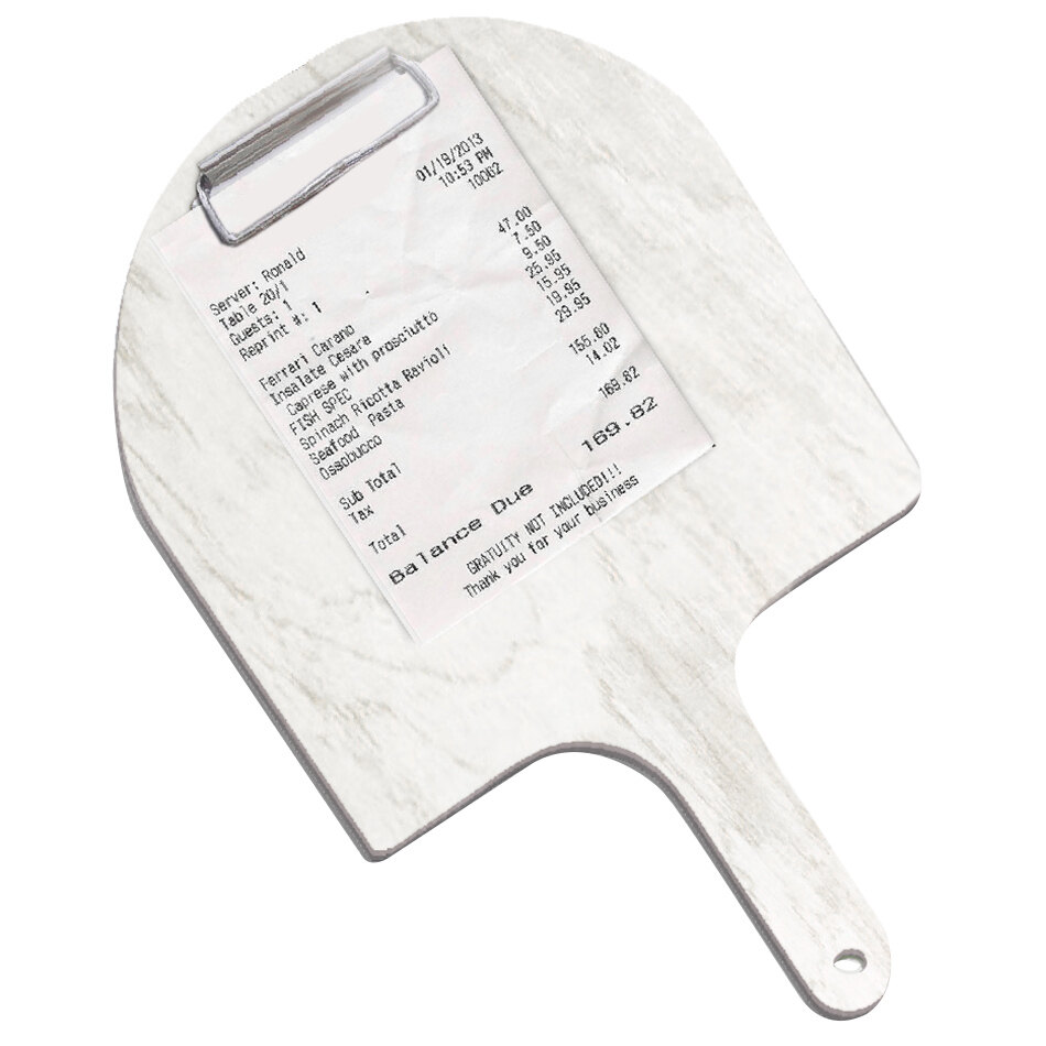 Menu Solutions WDPPCP 5" x 9" Customizable White Wash Pizza Peel Menu ...