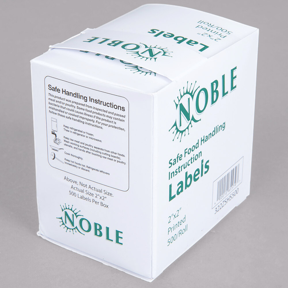Noble Products 2" x 2" Safe Food Handling Instructions Permanent Label ...