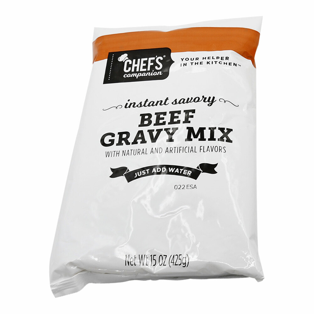 Chef's Companion Bulk Dry Beef Gravy Mix - 8/Case (15 oz. Packs)