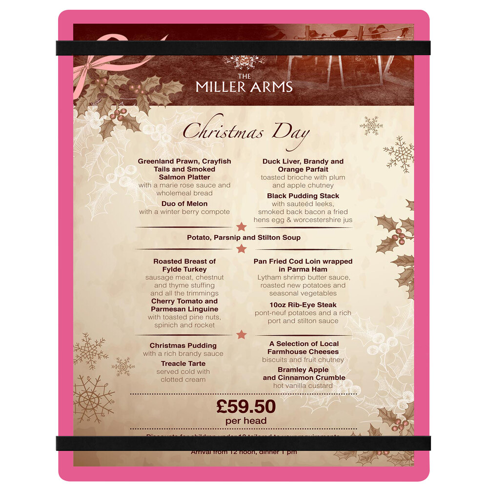 Menu Solutions ACRB-C Pink 8 1/2" x 11" Customizable Acrylic Menu Board ...