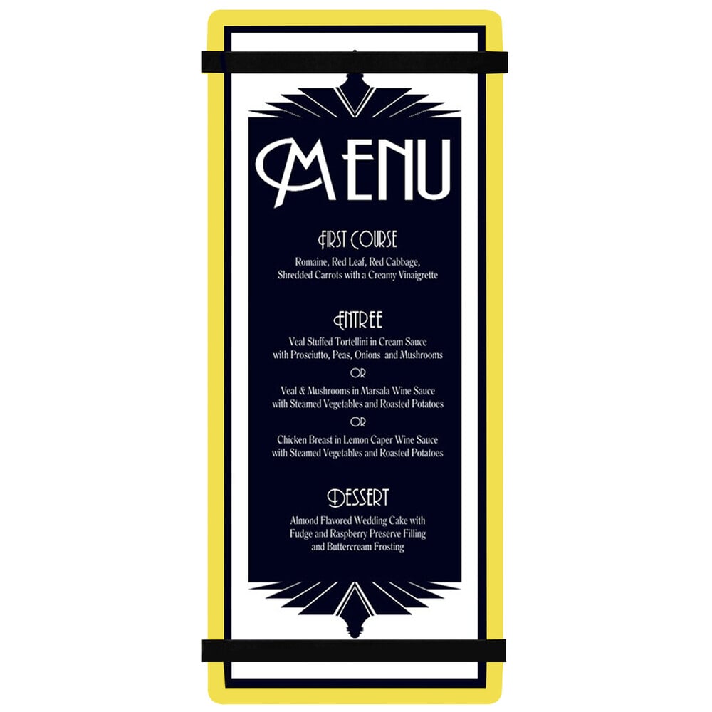 Menu Solutions ACRB-BA Yellow 4 1/4" x 11" Customizable Acrylic Menu ...