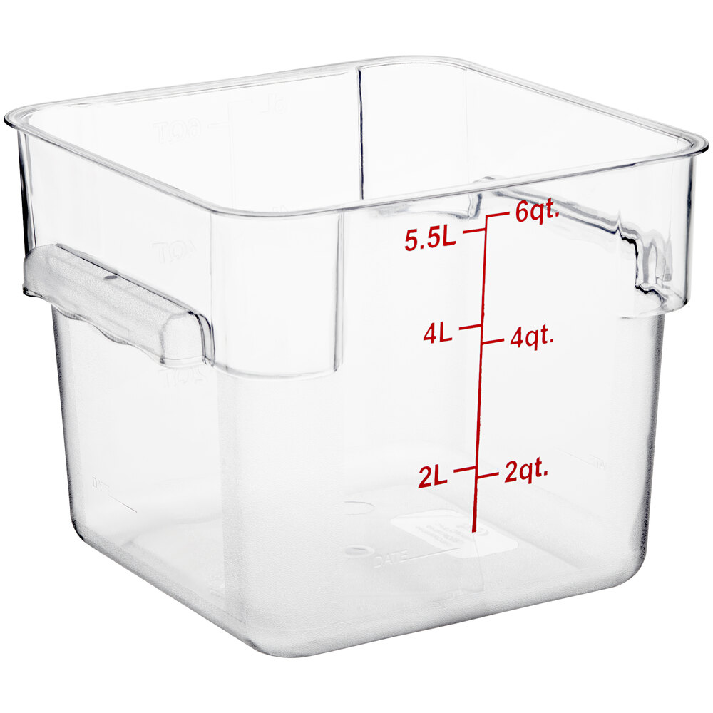 Choice 6 Qt. Clear Square Polycarbonate Food Storage Container