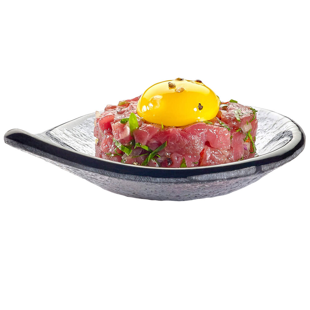 Rosseto GLS015 Smoked Glass Tear Drop Dish - 24/Case