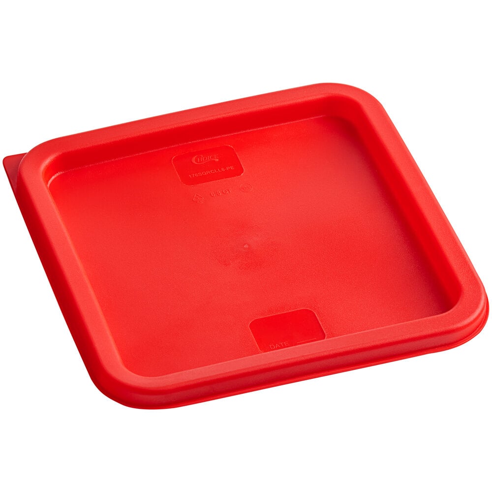 Choice 6 and 8 Qt. Red Square Polypropylene Food Storage Container Lid