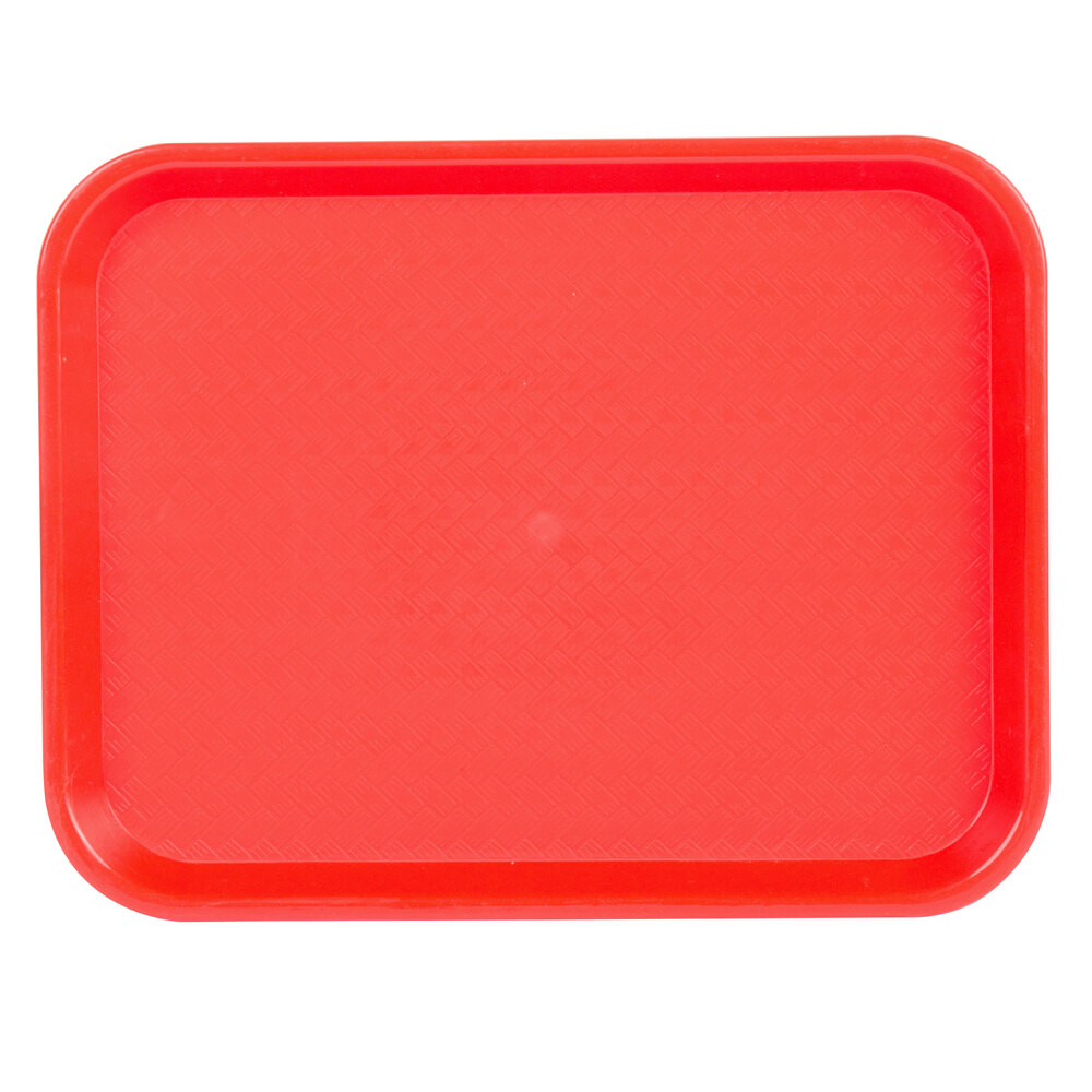 Choice 10" x 14" Red Plastic Fast Food Tray - 12/Pack