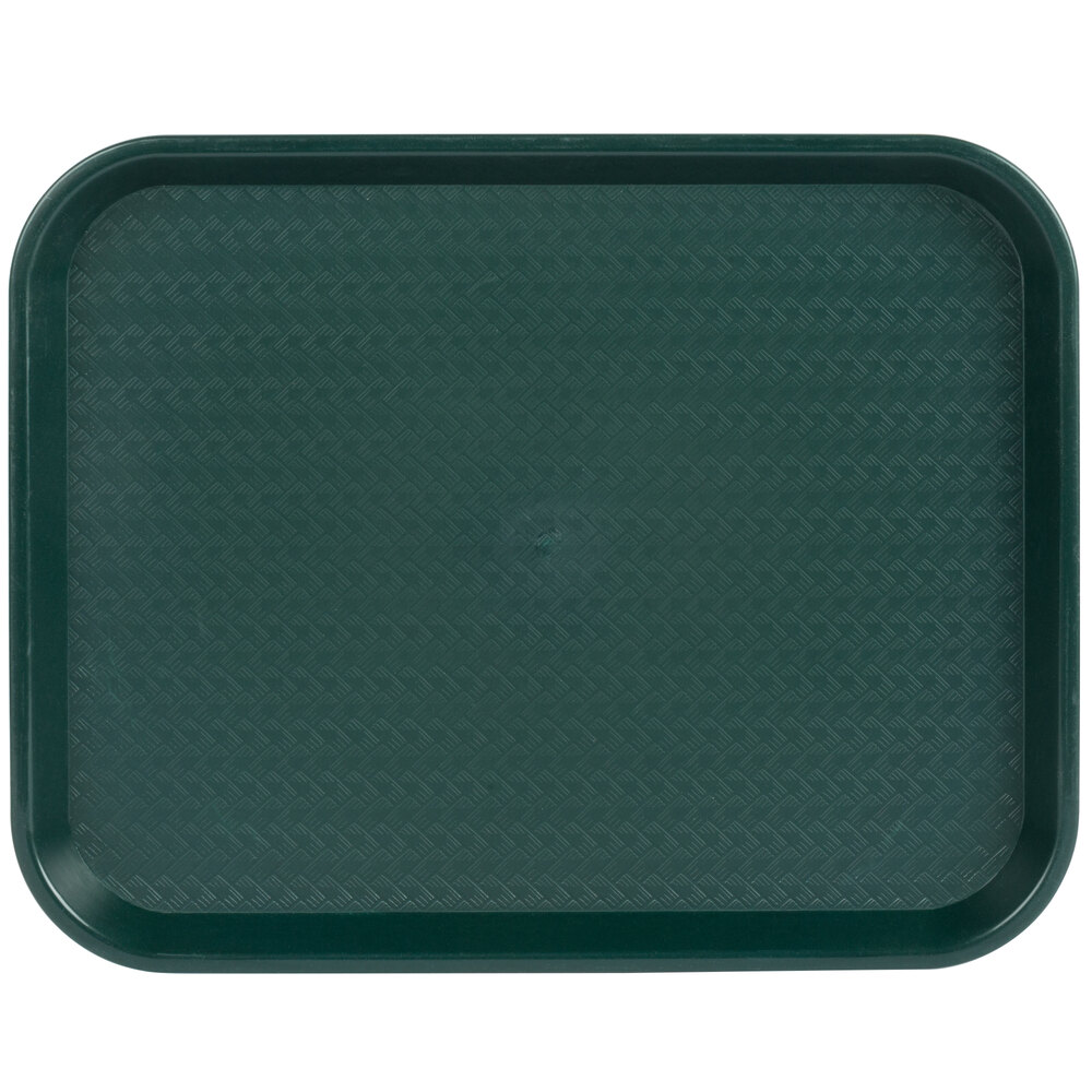 Choice 14" x 18" Forest Green Plastic Fast Food Tray - 12/Pack