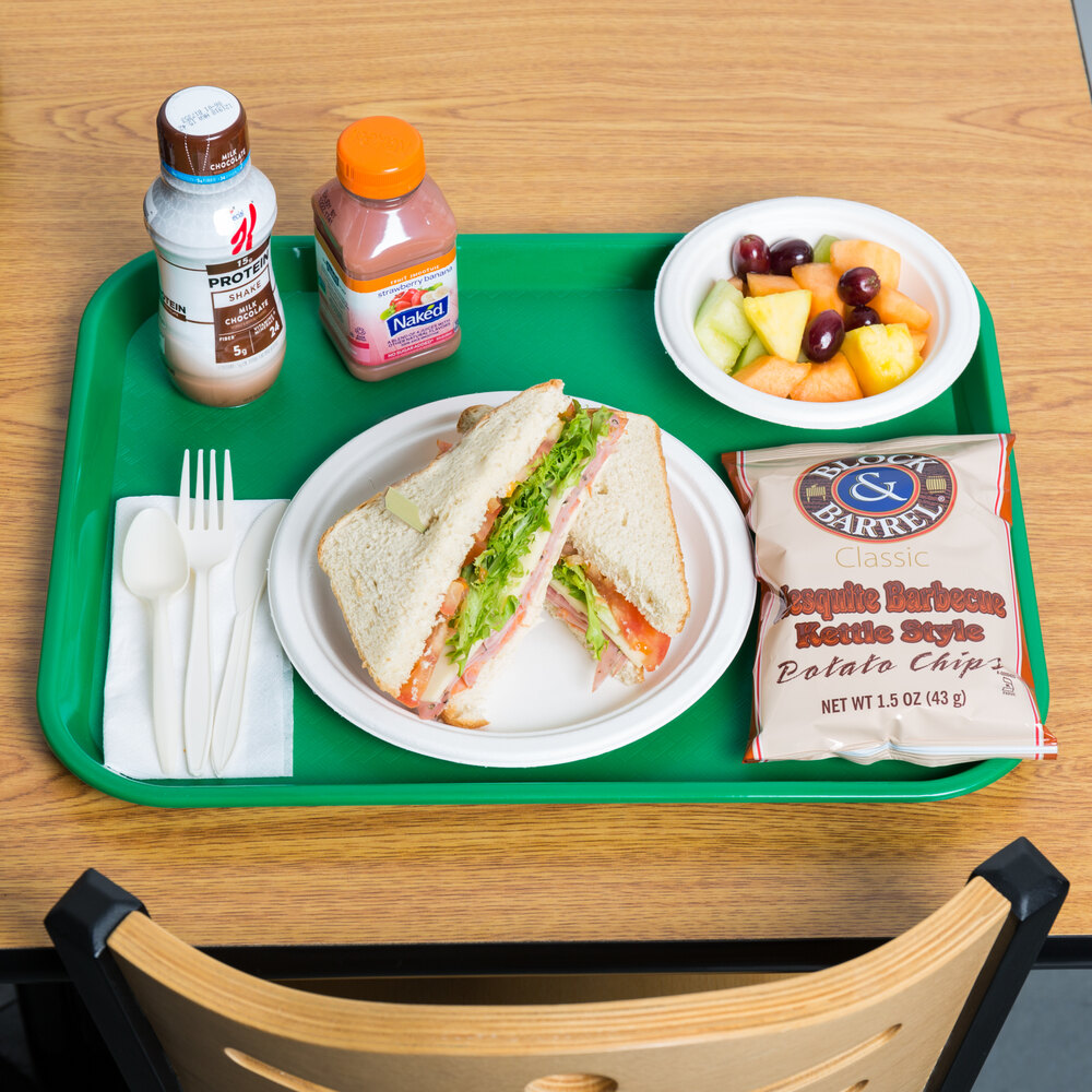 Choice 14" x 18" Green Plastic Fast Food Tray - 12/Pack