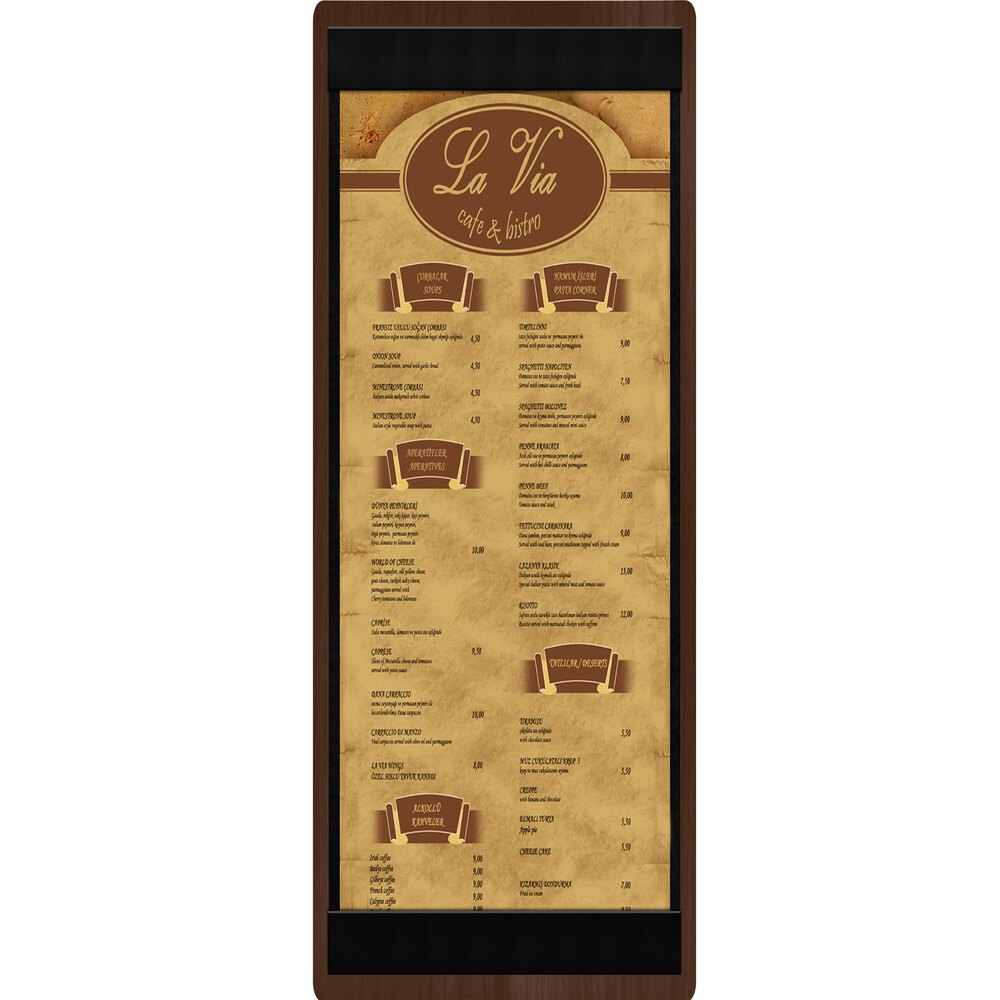 Menu Solutions WDSTR-BD Walnut 4 1/4" x 14" Customizable Wood Menu ...