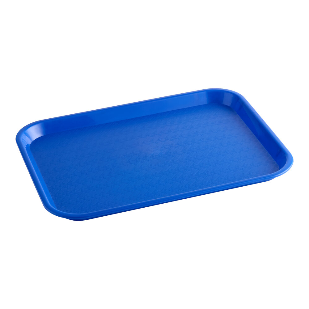 Choice 10" x 14" Blue Plastic Fast Food Tray - 12/Pack