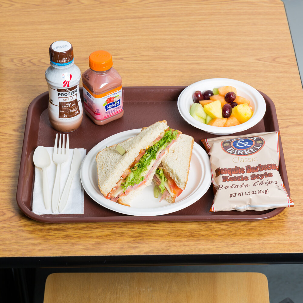 Choice 14" x 18" Burgundy Plastic Fast Food Tray - 12/Pack