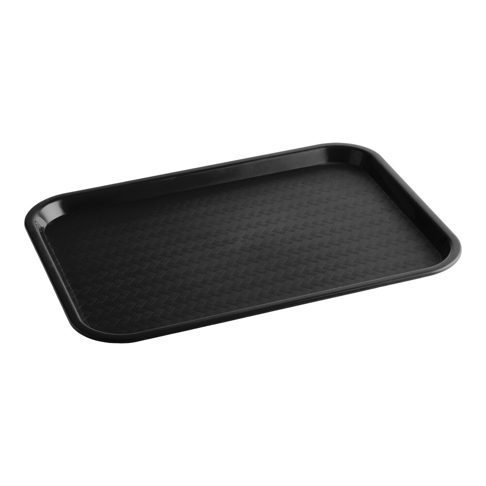 Choice 12" x 16" Black Plastic Fast Food Tray - 12/Pack