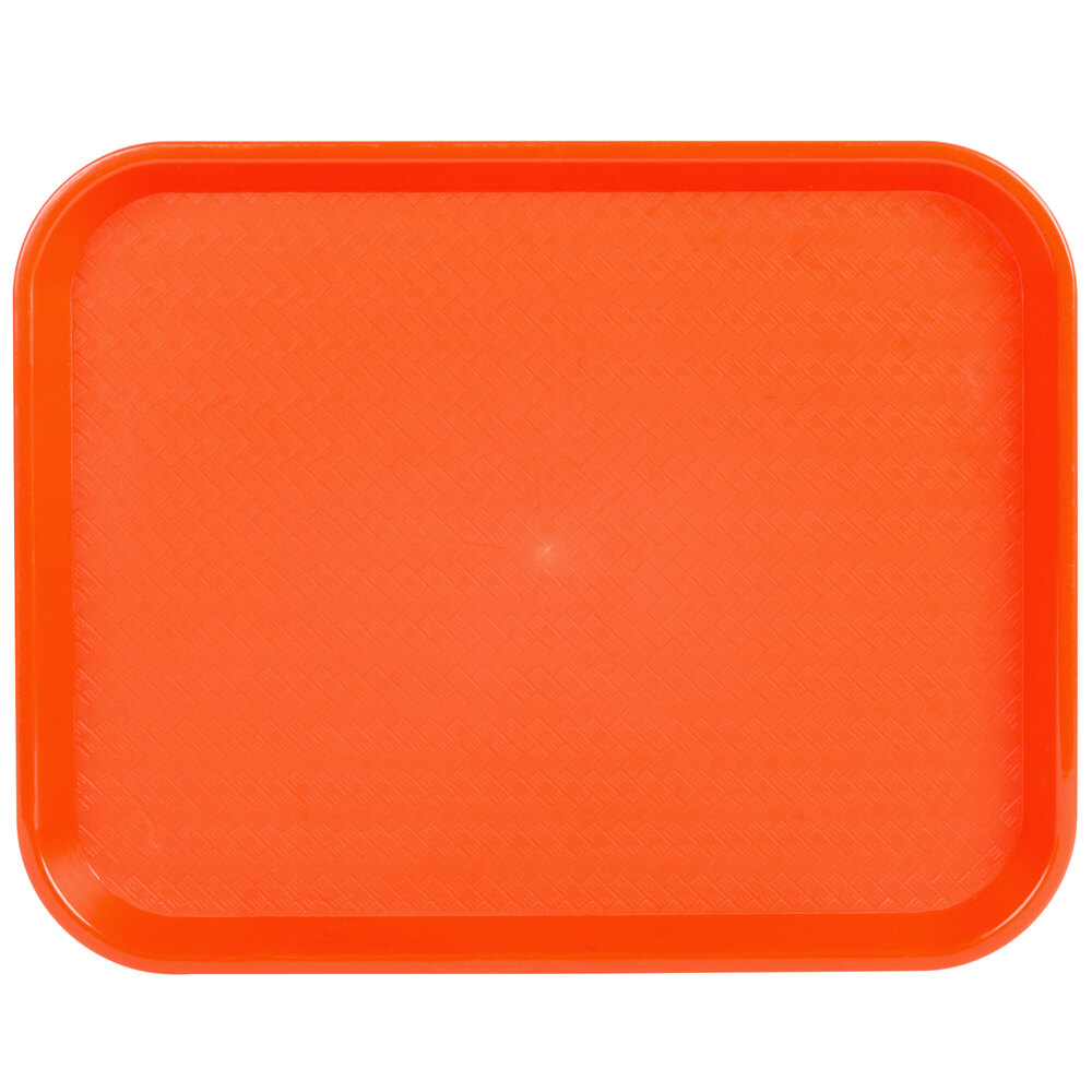 Choice 14" x 18" Orange Plastic Fast Food Tray - 12/Pack