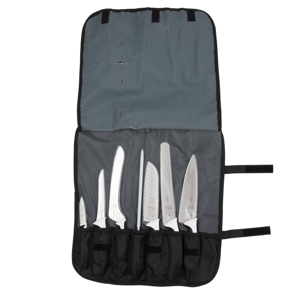 Mercer Culinary M21821WH Millennia® 8-Piece White Handled Knife Roll Set
