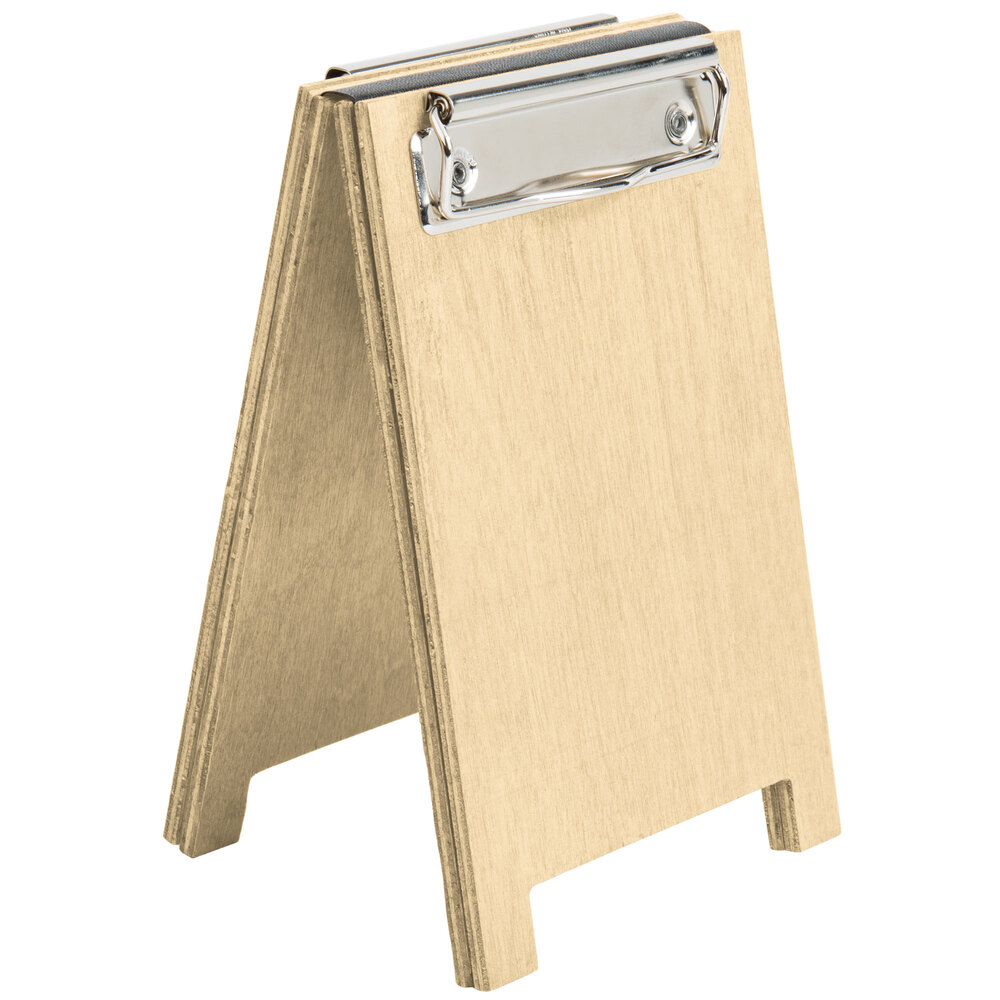 Menu Solutions WDSD-CL-A 4" x 6" Natural Wood Sandwich Menu Board Tent ...