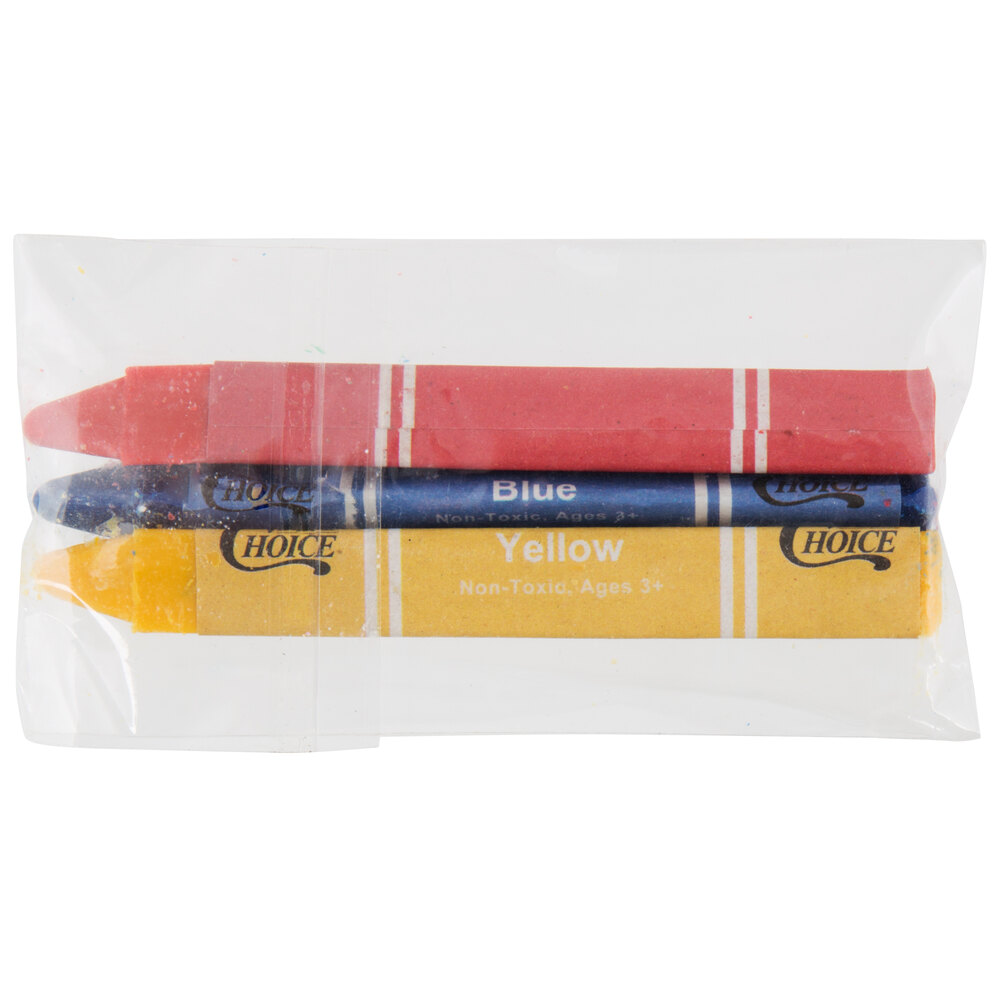 Choice 3 Pack Triangular Kids' Restaurant Crayons in Cello Wrap - 500/Case