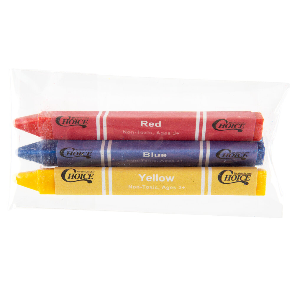 Choice 3 Pack Triangular Kids' Restaurant Crayons in Cello Wrap - 100/Pack
