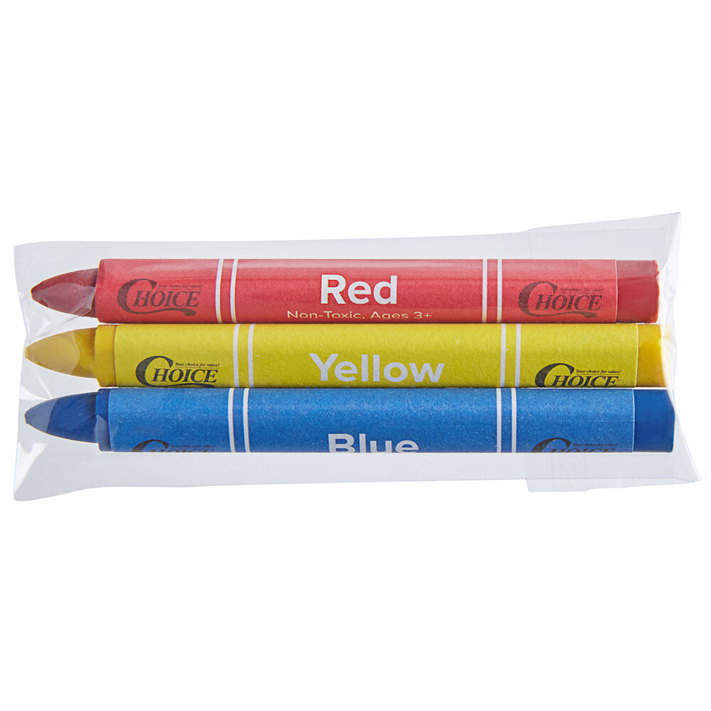 Choice 3 Pack Triangular Kids' Restaurant Crayons in Cello Wrap - 100/Case