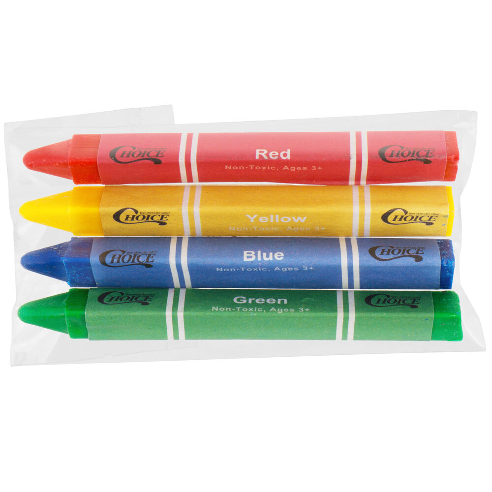 Choice 4 Pack Triangular Kids' Restaurant Crayons in Cello Wrap - 500/Case