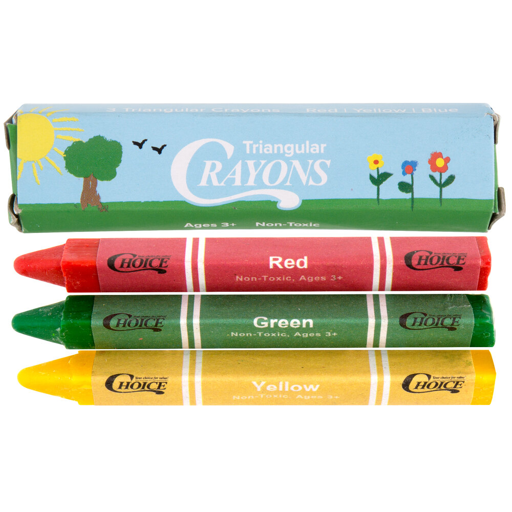 Choice 3 Pack Triangular Kids' Restaurant Crayons in Print Box - 500/Case