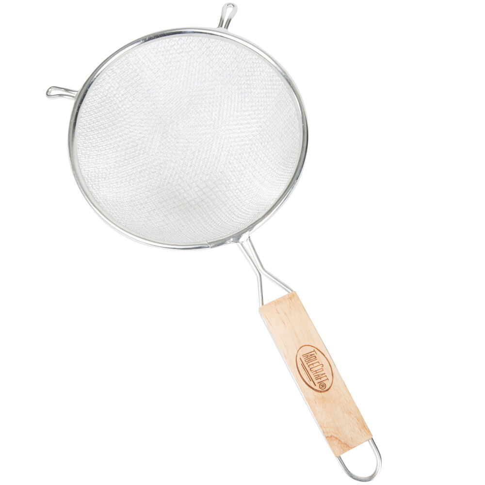TableCraft 96 6 1/4" Medium Tin Double Mesh Strainer