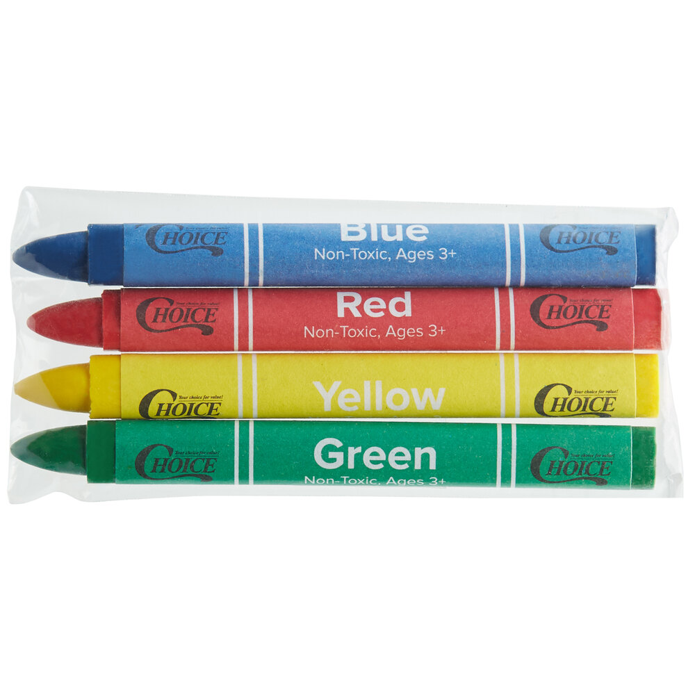 Choice 4 Pack Triangular Kids' Restaurant Crayons in Cello Wrap - 100/Case